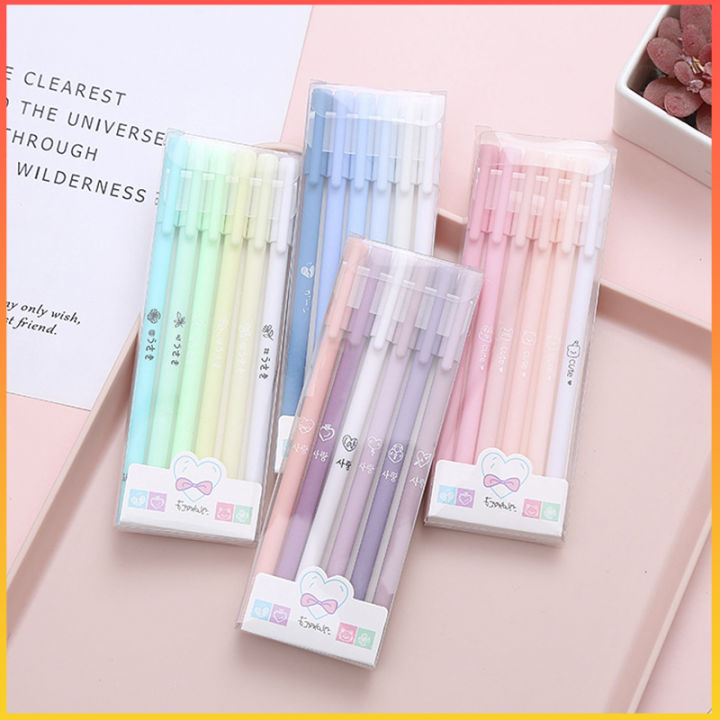 6Pcs/Set Signature pens simple Morandi color student gel pen school ...