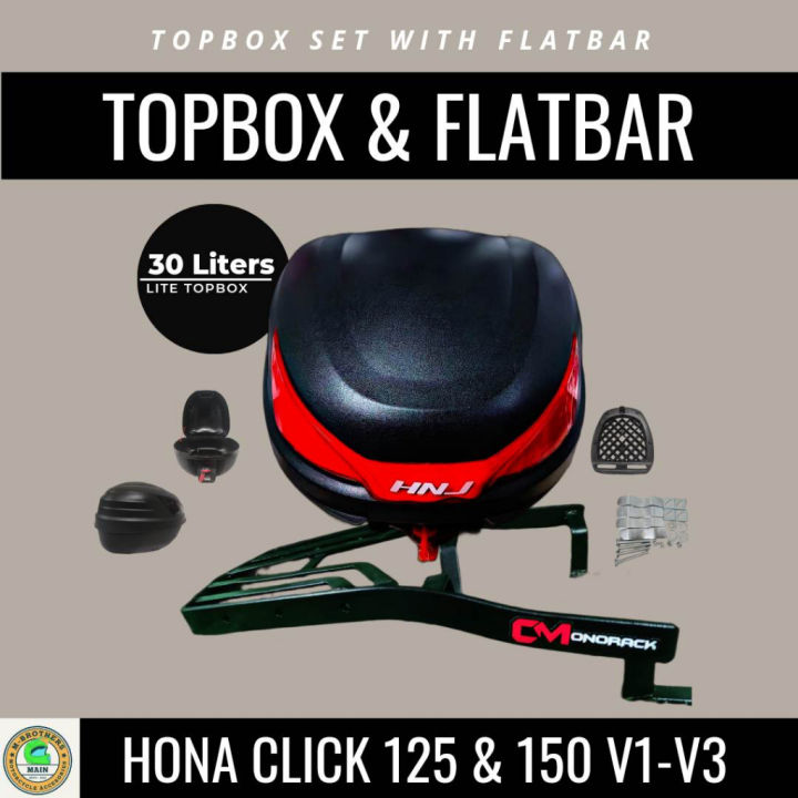 Honda Click 125 & 150 V1-V4 Set HNJ Top Box 30 Liters (012) With Flat ...