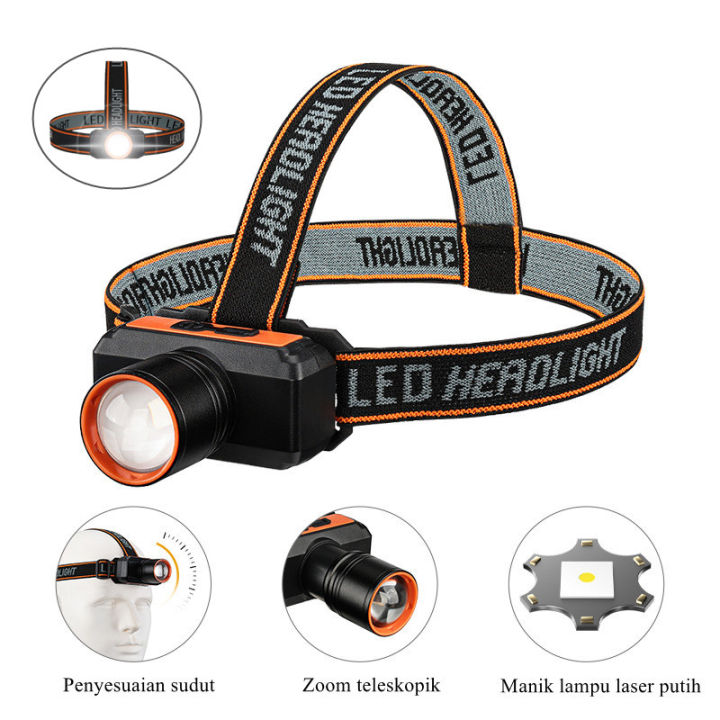 New Senter Kepala Led Super Terang Zoom Sensor Headlamp Rechargeable ...