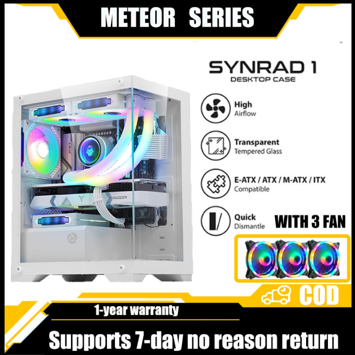 INPLAY Pc Case with Fans Computer Gaming Desktop Matx Table Tempered ...