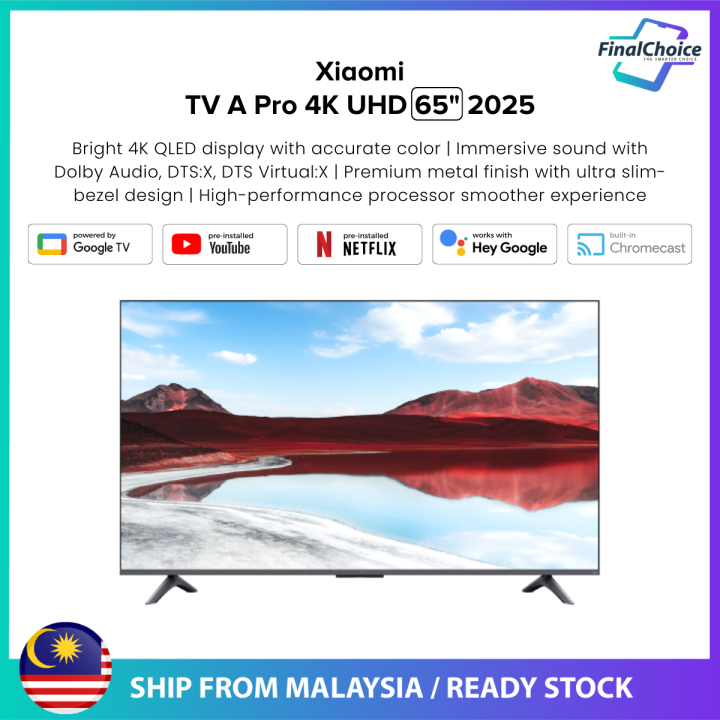 Xiaomi TV A Pro 65" 2025 4K UHD QLED Google TV Built-in Netflix YouTube ...