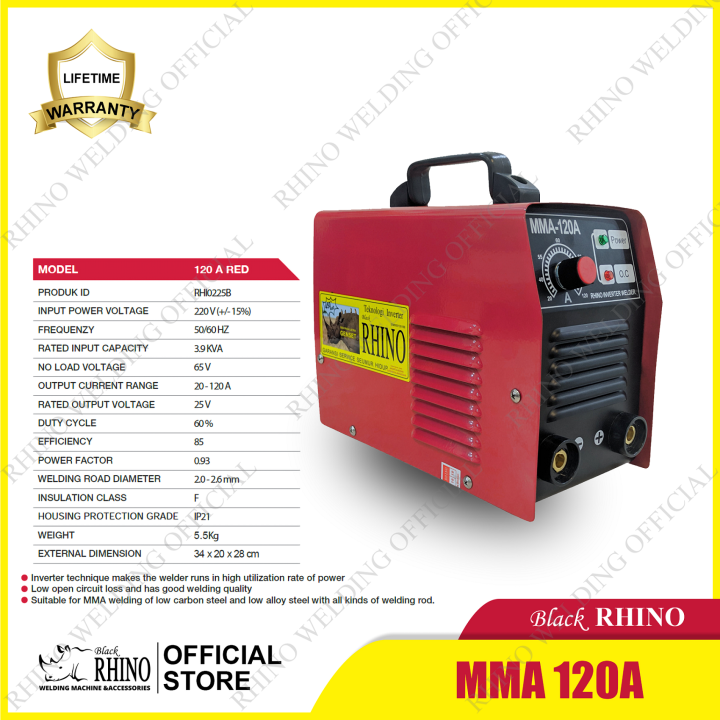 Mesin Las Black RHINO MMA-120 RED 900W | Lazada Indonesia