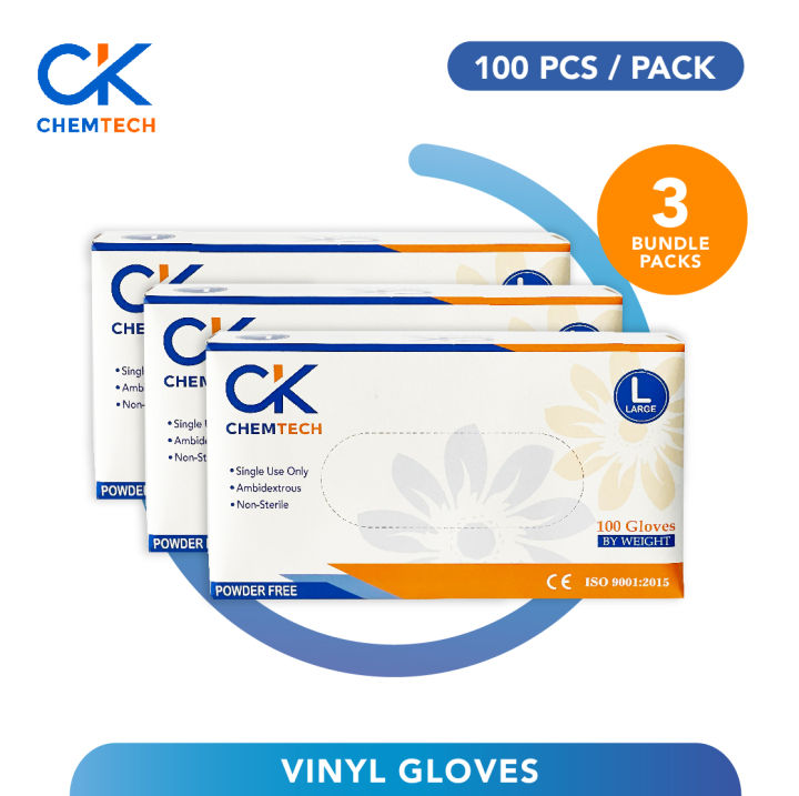 CK Chemtech Vinyl Examination Gloves Clear (pack of 3) | Lazada PH
