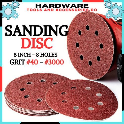 5 inch Sanding Disc 8 Holes Velcro Abrasive Grinding Disc Grits #40 to ...