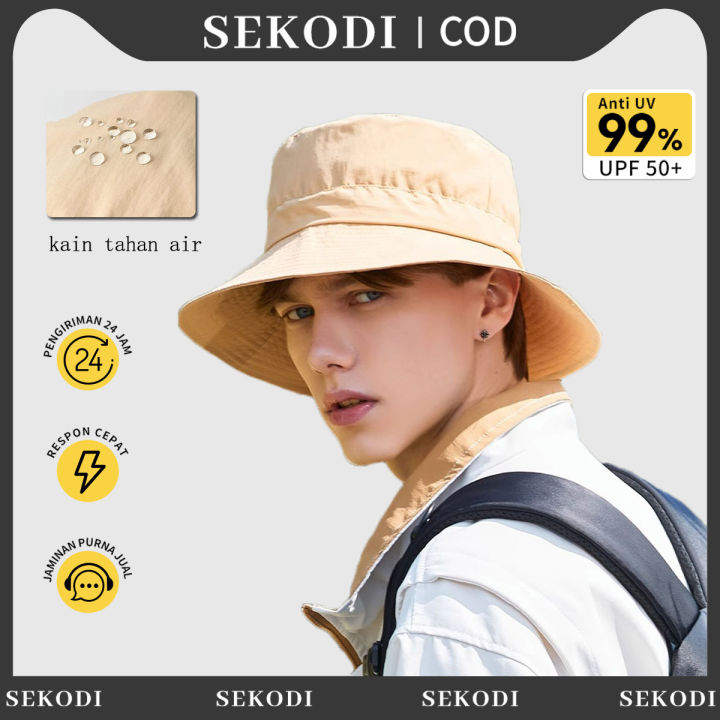 Topi Polos Bucket hat Topi Korean polos bolak balik pria wanita Topi ...