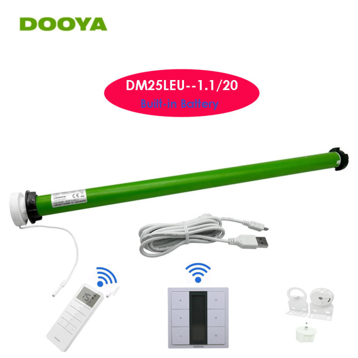 Dooya Dm25leu Tubular Motor With Built-In Li For Rolling Blinds Rf433 Emitter Control For 38mm ...