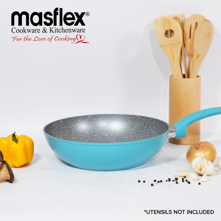 Masflex Spectrum Non-Stick Induction Wok in Pink or Blue Made of Heavy ...