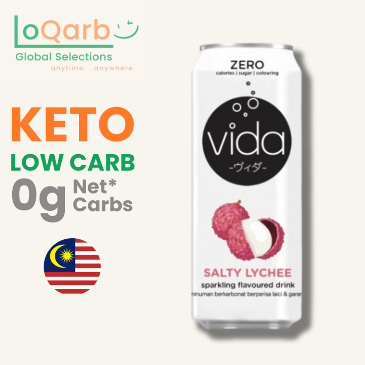 Vida Zero Salty Lychee Sparkling Flavoured Drink 325ml Low Carb Keto ...