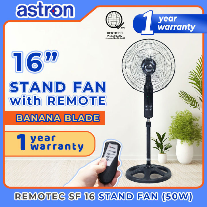 Astron REMOTEC SF16 16" Electric Stand Fan - Black | with Remote and ...