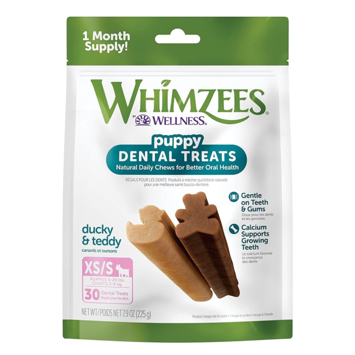 Whimzees Puppy Treats XS/S, 30 Natural Dental Chews 7.9 Oz (225g ...