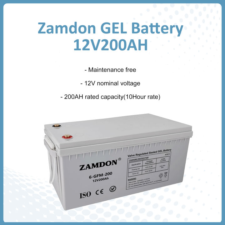 Zamdon GEL Battery 12V200AH Deep Cycle Lead Acid VRLA Solar Battery ...