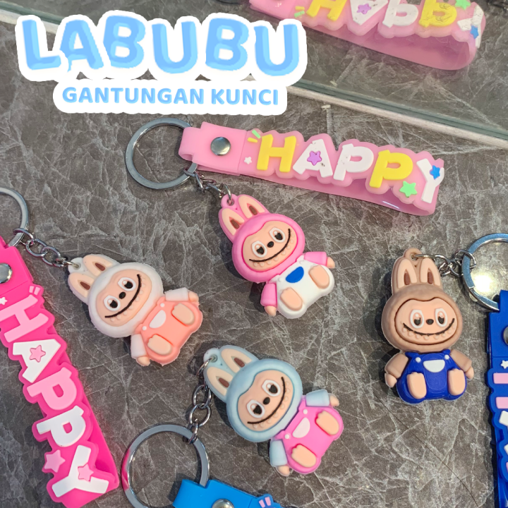 Gantungan Kunci Labubu Happy/ Ganci Boneka Labubu/Keychain Labubu 266 ...