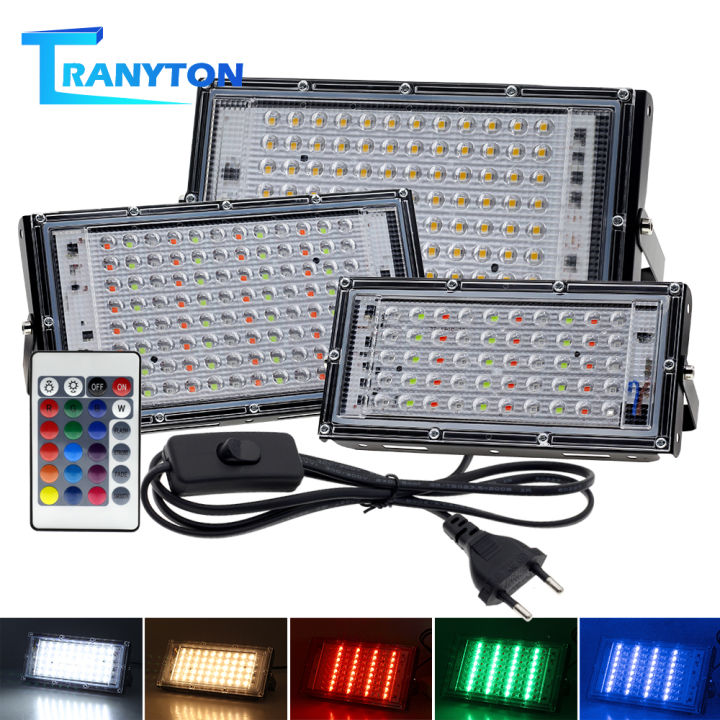 LED Flood Light 50W 100W AC220V Outdoor Floodlight White Warm White RGB ...
