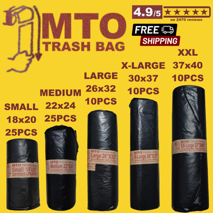 MTO Easy Tear Garbage Bag Roll | Trash Bags & Bin Liners | Small ...