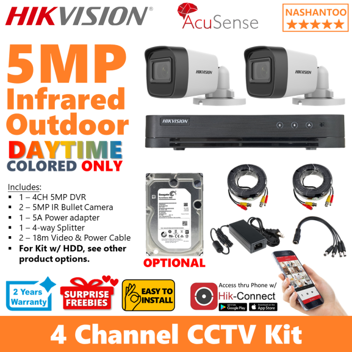 Hikvision 4Channel 5MP IR 2Cameras Outdoor Bullet Turbo HD 4CH DIY CCTV ...
