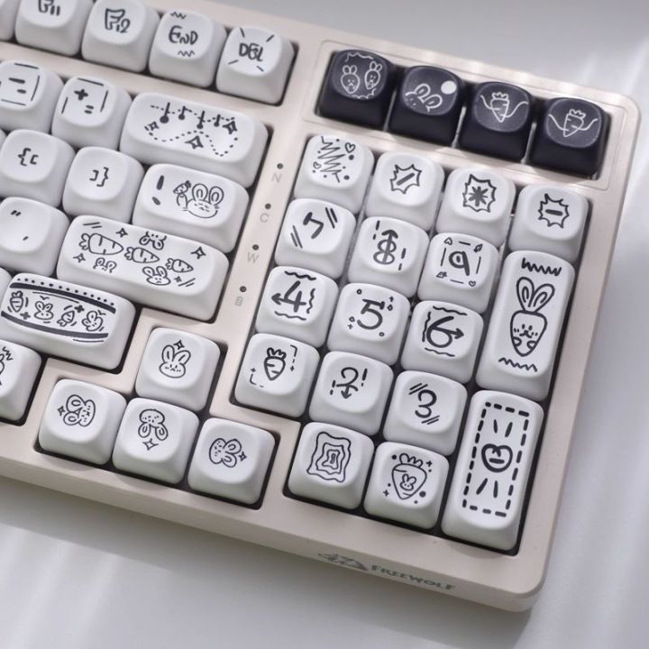 【Keycap Only】Cute Carrot Rabbit Theme Keycaps Minimalist White Cute ...