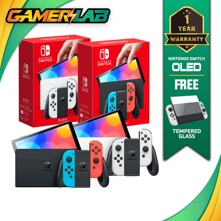 Nintendo Switch OLED Model White / Neon Console Set FREE Tempered Glass ...