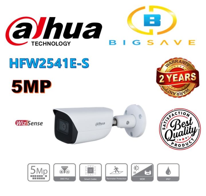 DAHUA 5MP HFW2541E-S IR FIXED-FOCAL BULLET WIZSENSE NETWORK CAMERA | Lazada