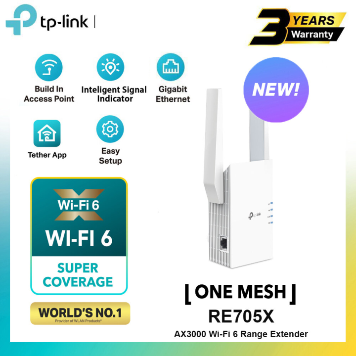 TP-Link RE705X AX3000 WiFi 6 Dual Band Range Extender Repeater OneMesh ...