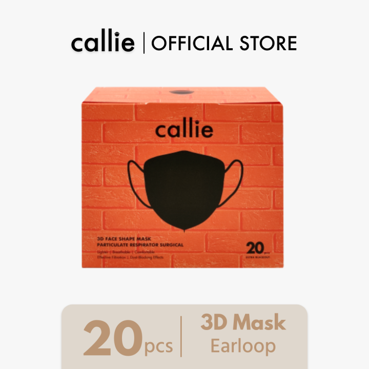 Callie 3D Earloop Respirator Surgical Mask - Black (20 pcs) | Lazada