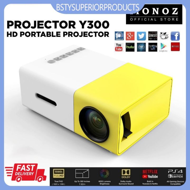 Projector Y300 Mini Portable wireless Projector phone Screens HD 1080P ...