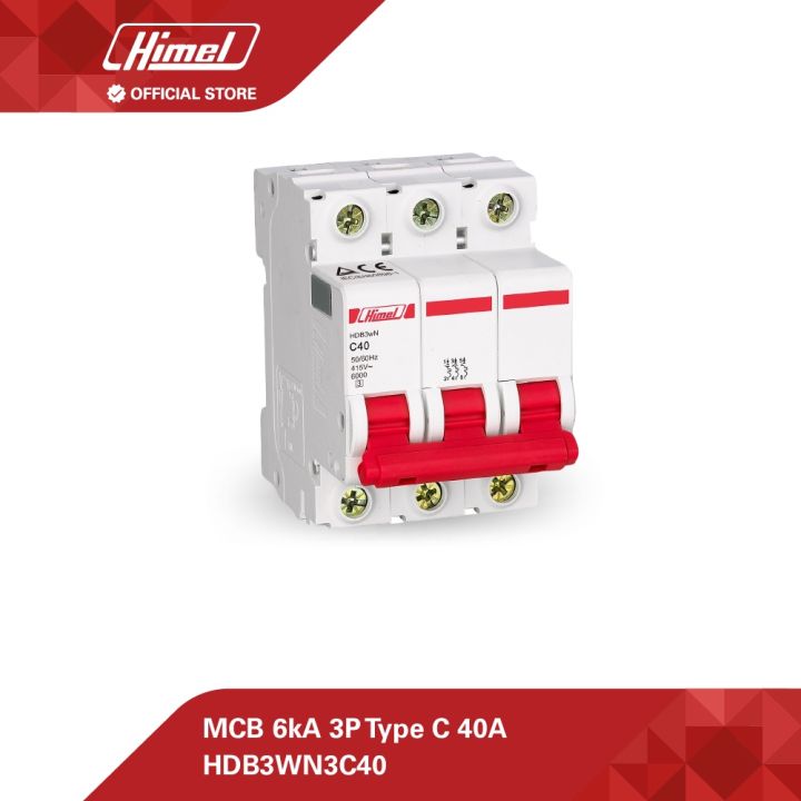 Himel Miniature Circuit Breaker 6kA 3P Type C 40A HDB3WN3C40 | Lazada PH