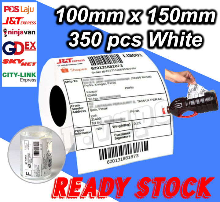 A6 ( 100*150mm 350pcs per roll ) White Thermal Sticker Thermal Paper ...