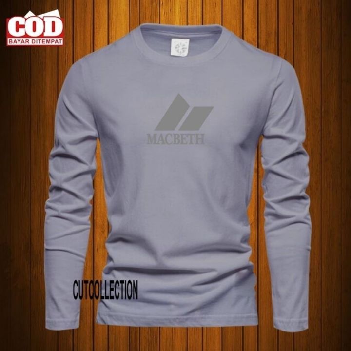 Men's Long Sleeve T-Shirt Macbeth Silver Logo Distro T-Shirt Men's ...