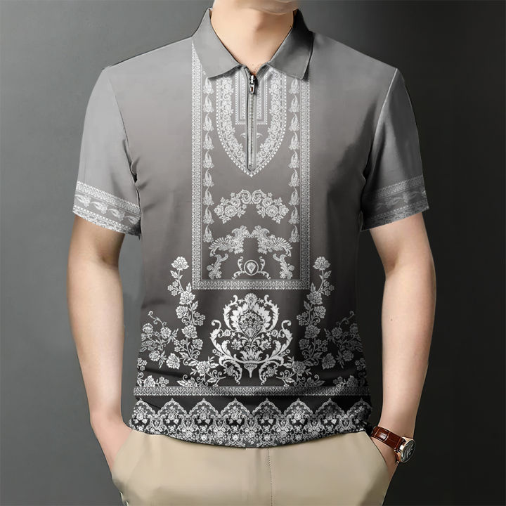 Men's Barong Zipper Polo Shirts 2025 New Shirts For Men Philippine ...
