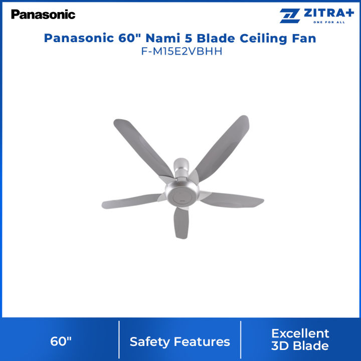 Panasonic 60" Nami 5 Blade Ceiling Fan F-M15E2VBHH | Multi-Level Safety ...