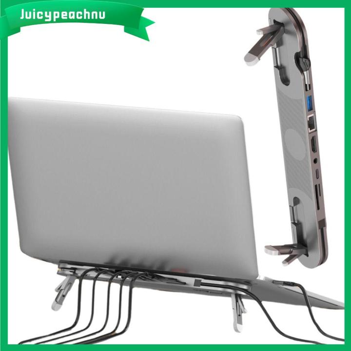 JUICYPEACHNU 4K HD Laptop Docking Station Stand 7 in 1 Gigabit Ethernet ...