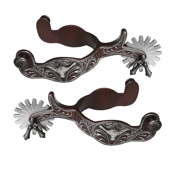 Western Cowboy Spur with Rowel Metal Horse Boot Spur Decoration Mens ...