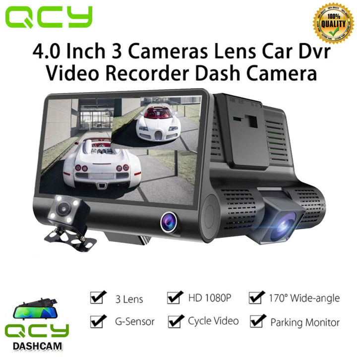 QCY A27 - 4" Full HD 1080p lens Dash Cam Rearview Car DVR 170° Wide ...