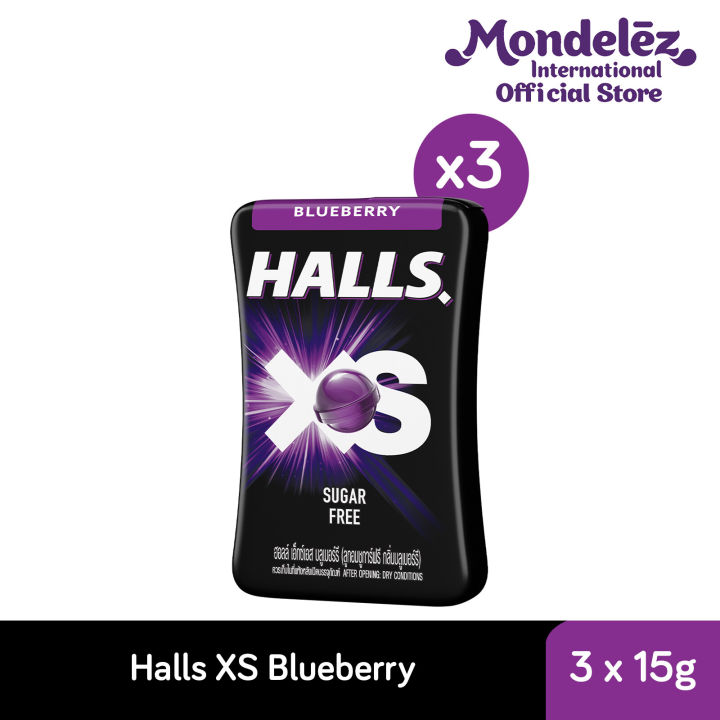[Bundle of 3] Halls XS Sugar Free Candy 20s [Blueberry/ Mentholyptus ...