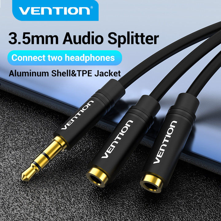 Vention Audio Splitter Jack 3.5mm Cable Male to 2 Female Dual Jack ...