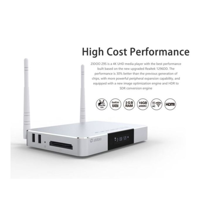 Zidoo Z9S 4K HDR Media Player Realtek 1296 Quad-core 64 A53 processor ...