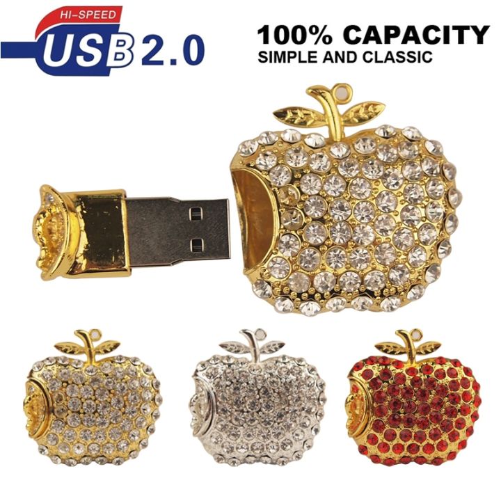 Jewelry Apple USB Flash Drives 32GB 16GB 8GB 4GB 128MB Pendrive Diamond ...