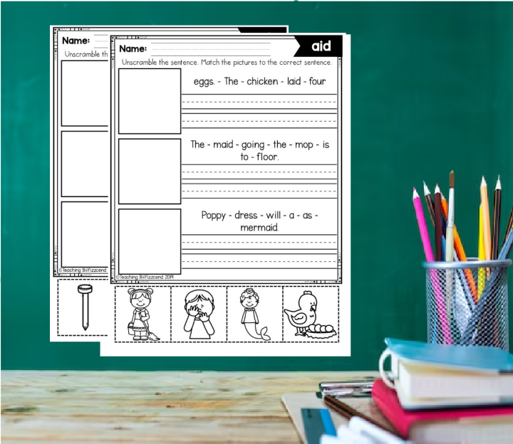 Phonics Sentence Building kindergarten primary worksheets for Preschool ...