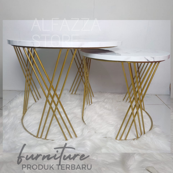 Meja set ruang tamu, Meja bulat aesthetic murah, meja bulat minimalis ...