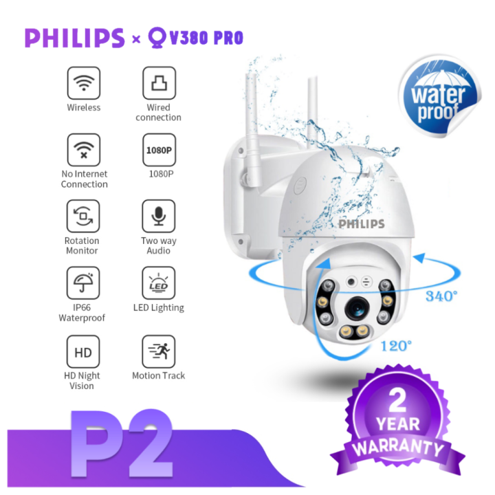 PHILIPS 5MP Outdoor Security Camera CCTV IP65 Waterproof 1080P 4X ...