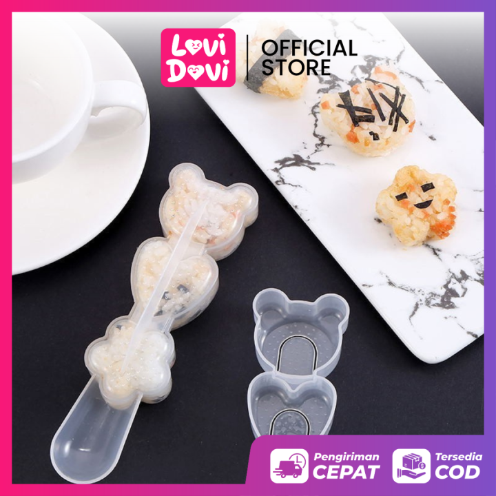 Cetakan Nasi Beruang Bunga Love/Cetakan nasi bento lucu 3 karakter ...