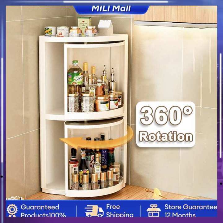 . MILI 360 Rotating Corner Shelf Cabinet Kitchen Bathroom Storage Rack ...