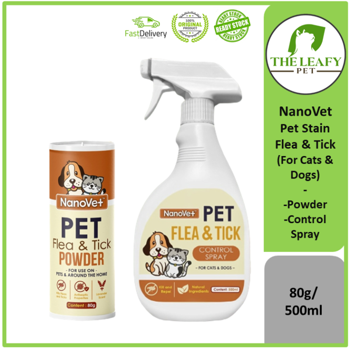 NanoVet Pet Flea & Tick Control Powder / Spray ( For Cat & Dog ) - 80g ...