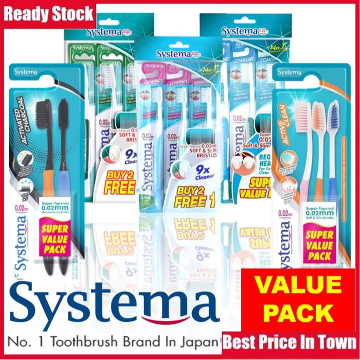 [JIMAT KINGS] Systema Soft Toothbrush Super Value Pack 3's(Comfort ...