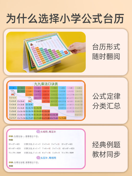 Primary school grade 1-6 math formula desk calendar Daquan Chinese ...