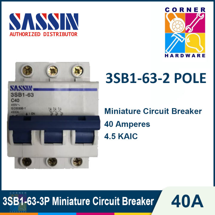 SASSIN Miniature Circuit Breaker 3SB1-63-3P 40 Ampere 4.5K | Lazada PH