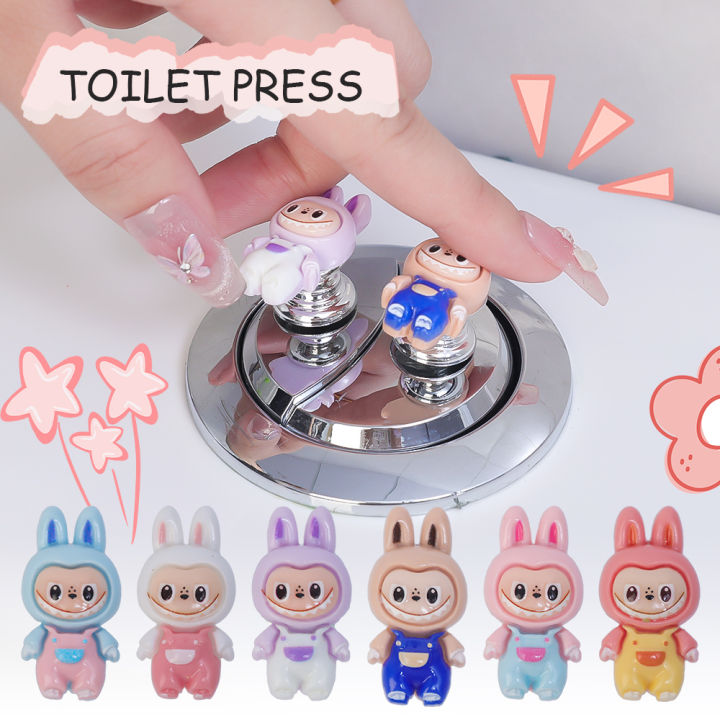 YESPERY Cartoon Labubu Toilet Press Button WC Cistern Push Button ...