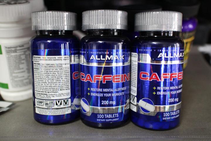 Allmax caffeine คาเฟอีนอัดเม็ด 200mg100เม็ด ของเเท้ (กินเพื่อให้มีเเรงก่อนออกกำลังกาย - เเก้ง่วง ...