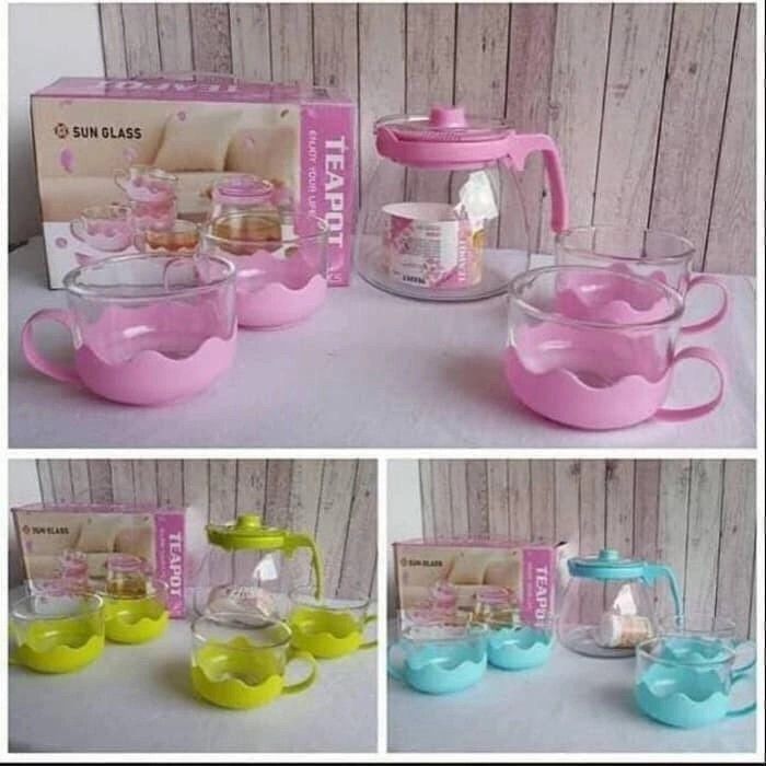 PROMO TEAPOT Set 5IN1 |Teapot IDOLA | Gelas Kaca Teh Kopi | Lazada ...