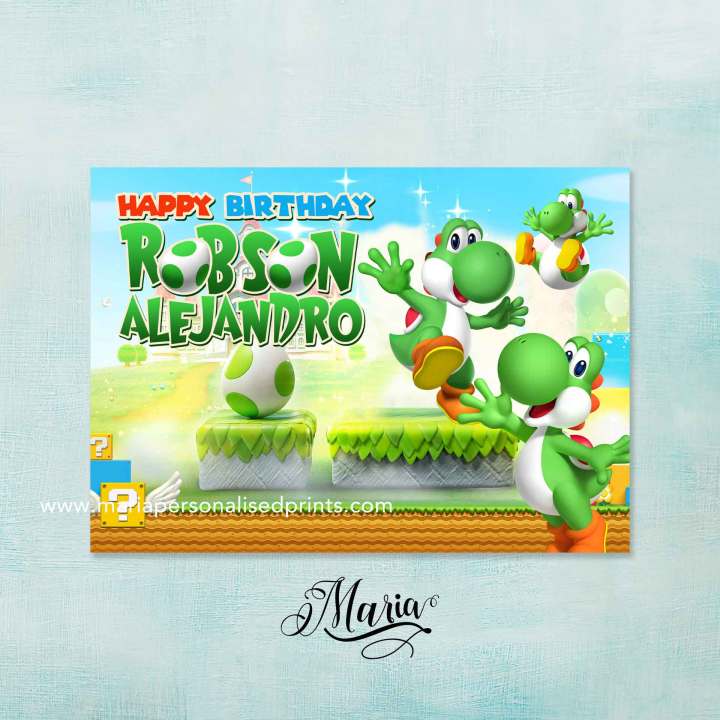 Yoshi Mario Birthday Banner Backdrop | Lazada PH
